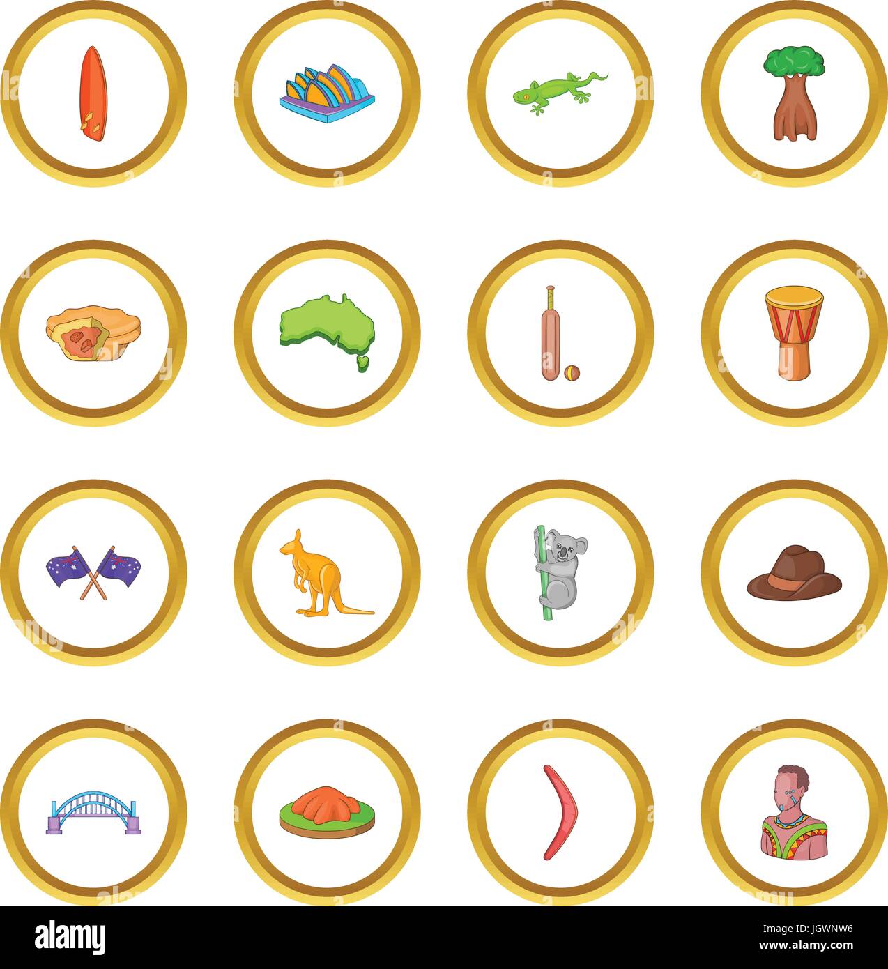 Australia travel icons circle Stock Vector Image & Art - Alamy