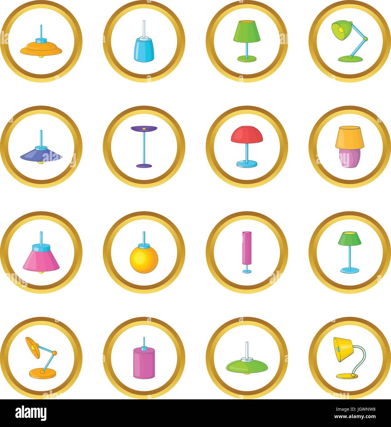 Lamp icons circle Stock Vector Image & Art - Alamy