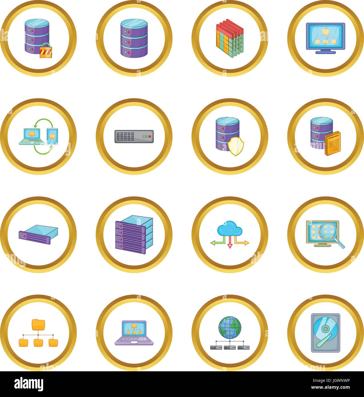 Data base icons circle Stock Vector Image & Art - Alamy