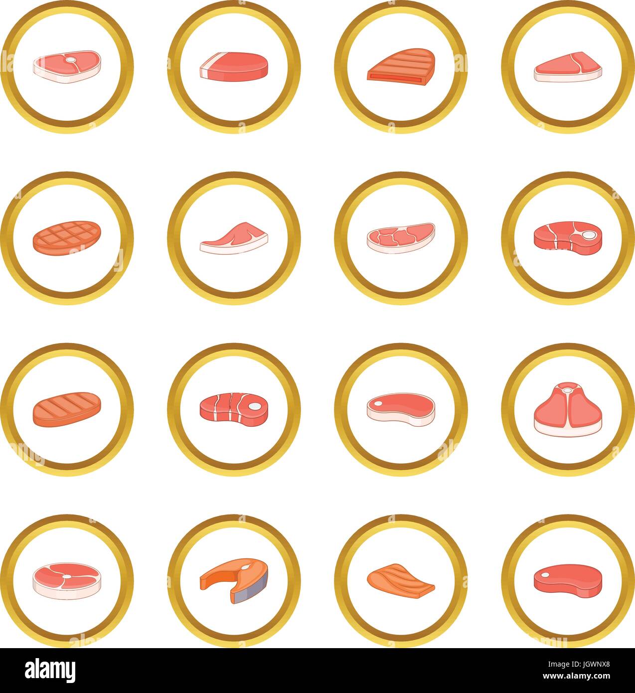 Steak icons circle Stock Vector Image & Art - Alamy