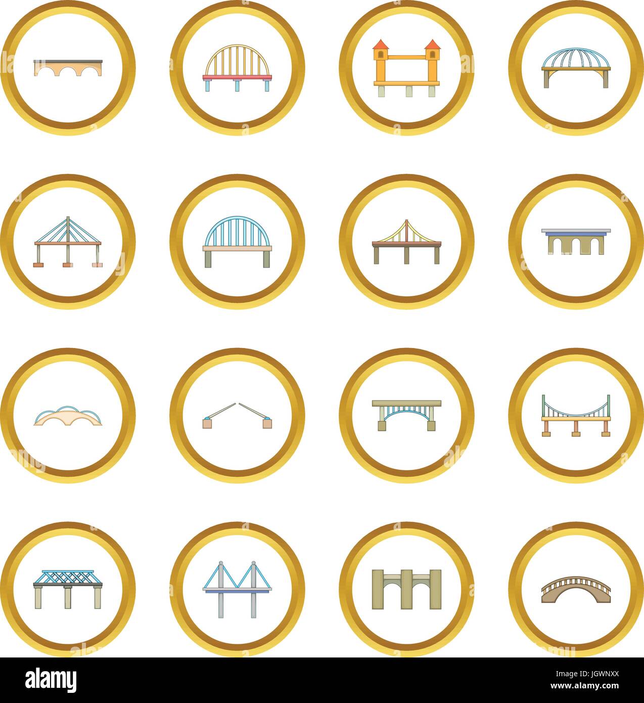 Bridge construction icons circle Stock Vector Image & Art - Alamy