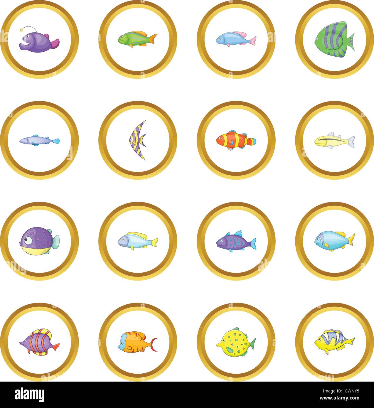 Different fish icons circle Stock Vector Image & Art - Alamy