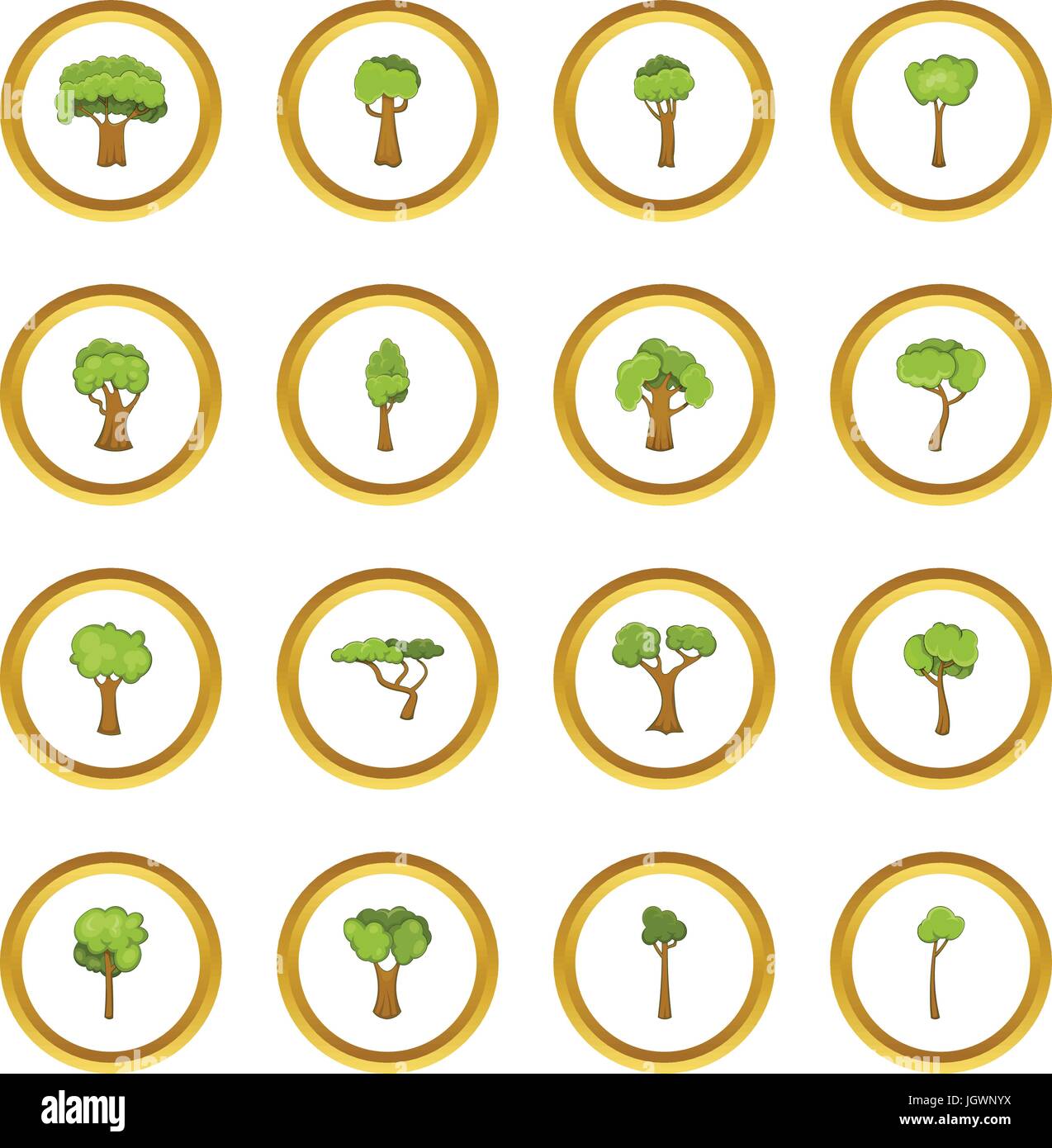 Green trees icons circle Stock Vector Image & Art - Alamy