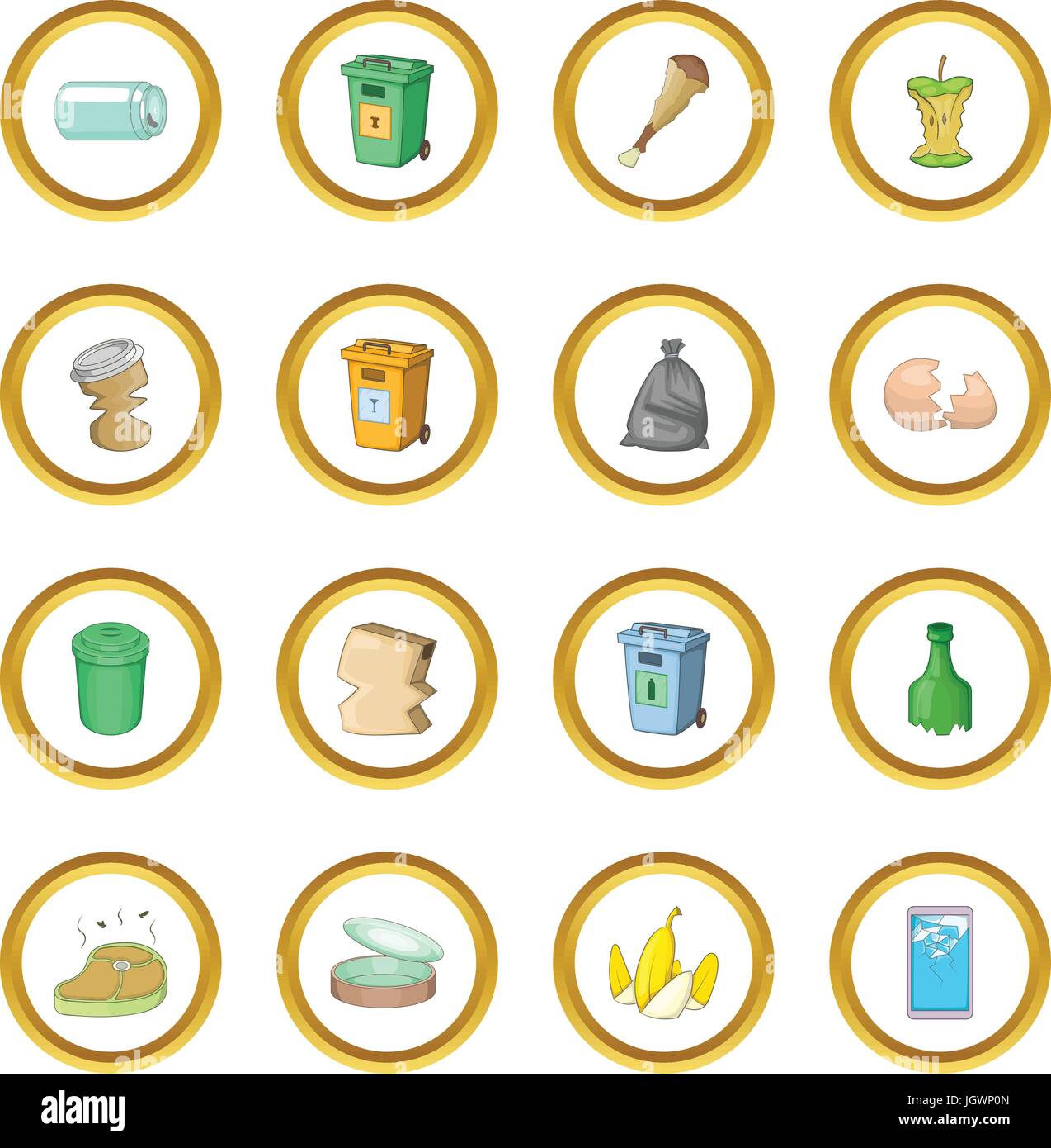 Garbage items icons circle Stock Vector Image & Art - Alamy