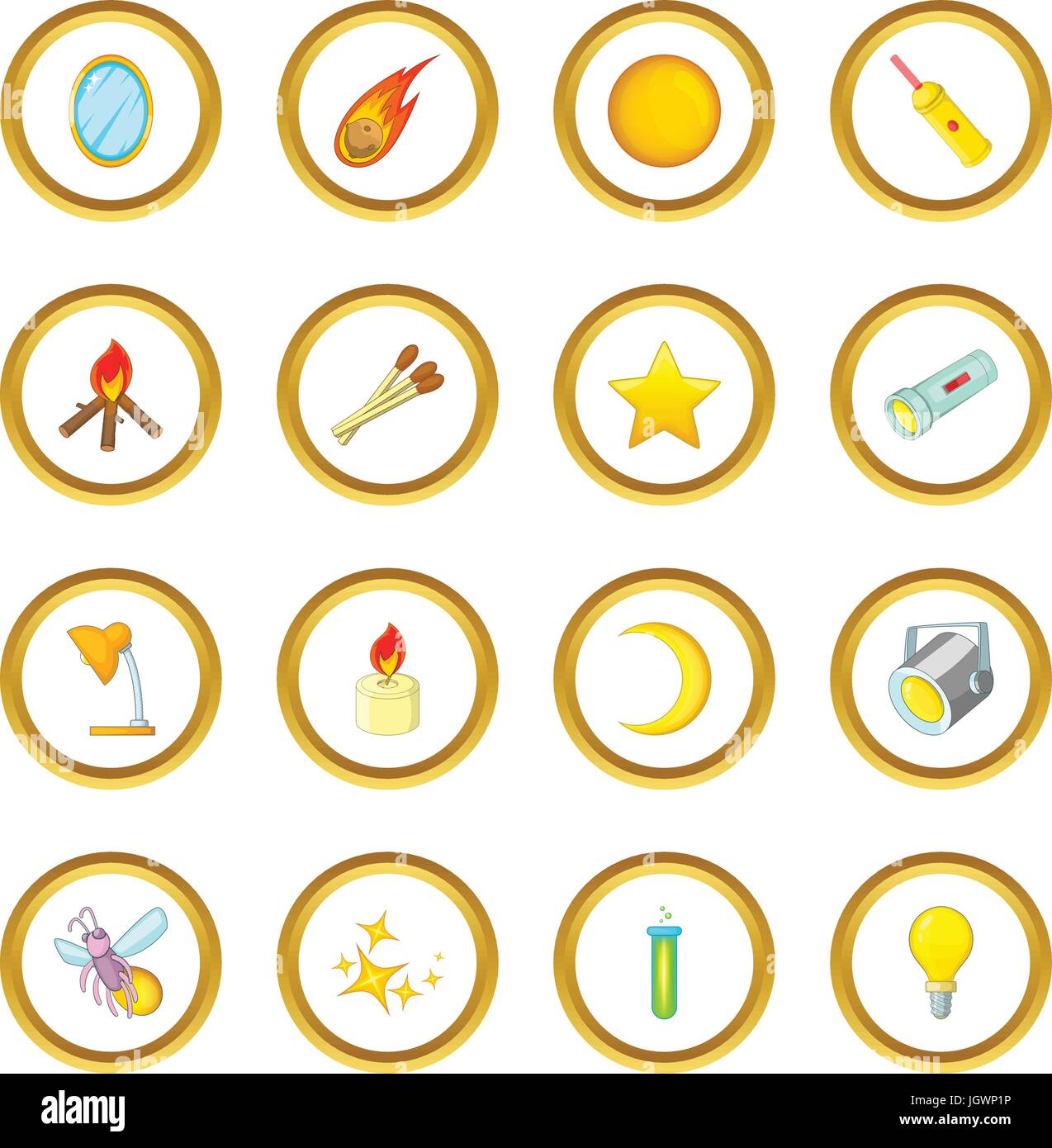 Sources of light icons circle Stock Vector Image & Art - Alamy