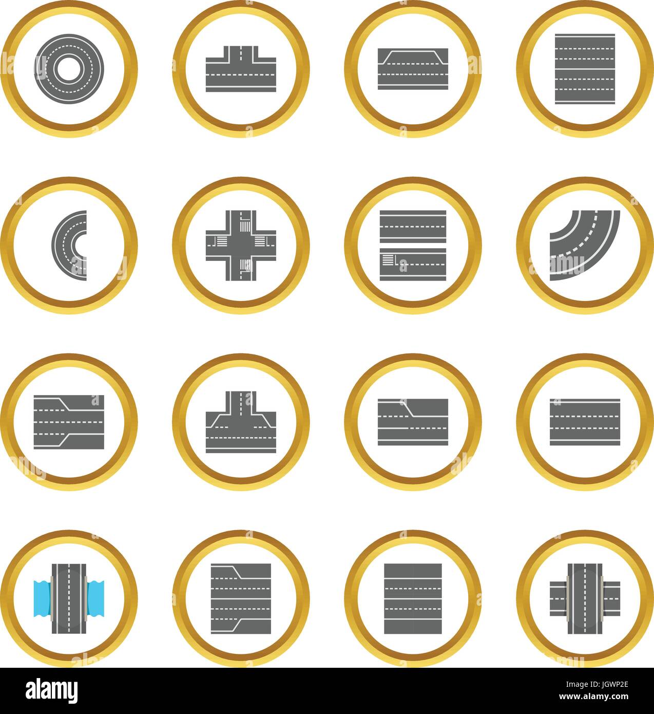 Road elements constructor icons circle Stock Vector Image & Art - Alamy