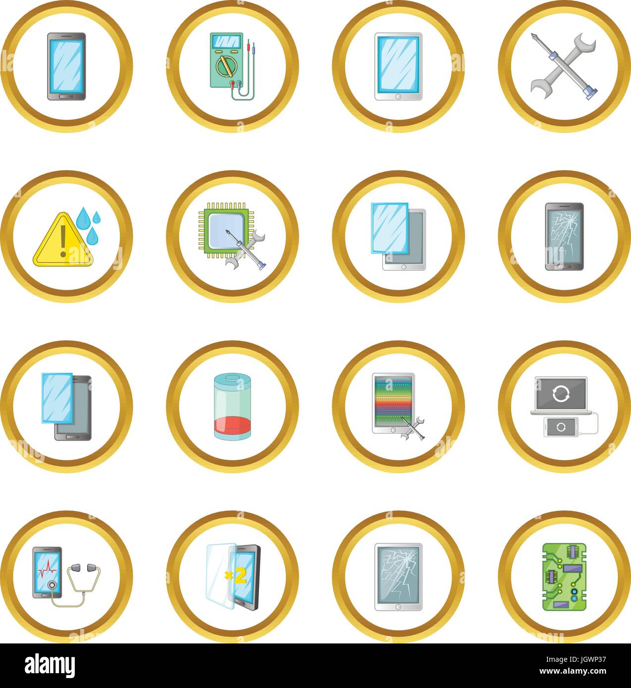 Broken phones fix icons circle Stock Vector Image & Art - Alamy