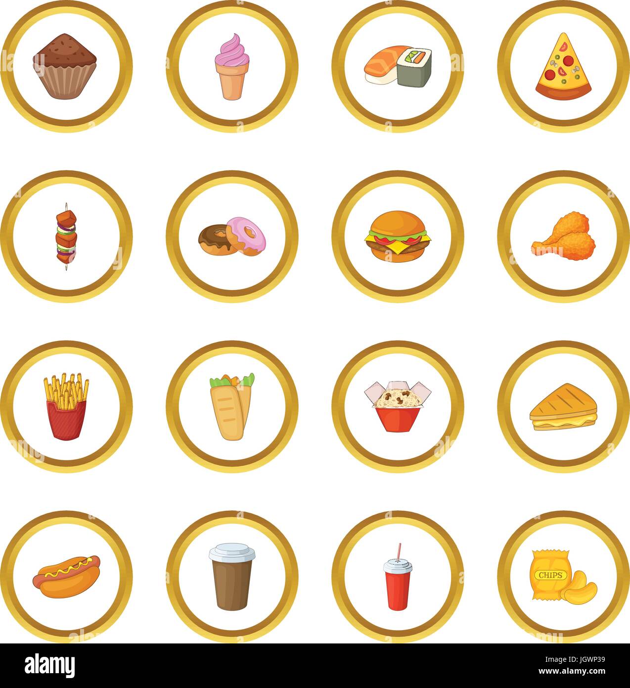 Fast food icons circle Stock Vector Image & Art - Alamy