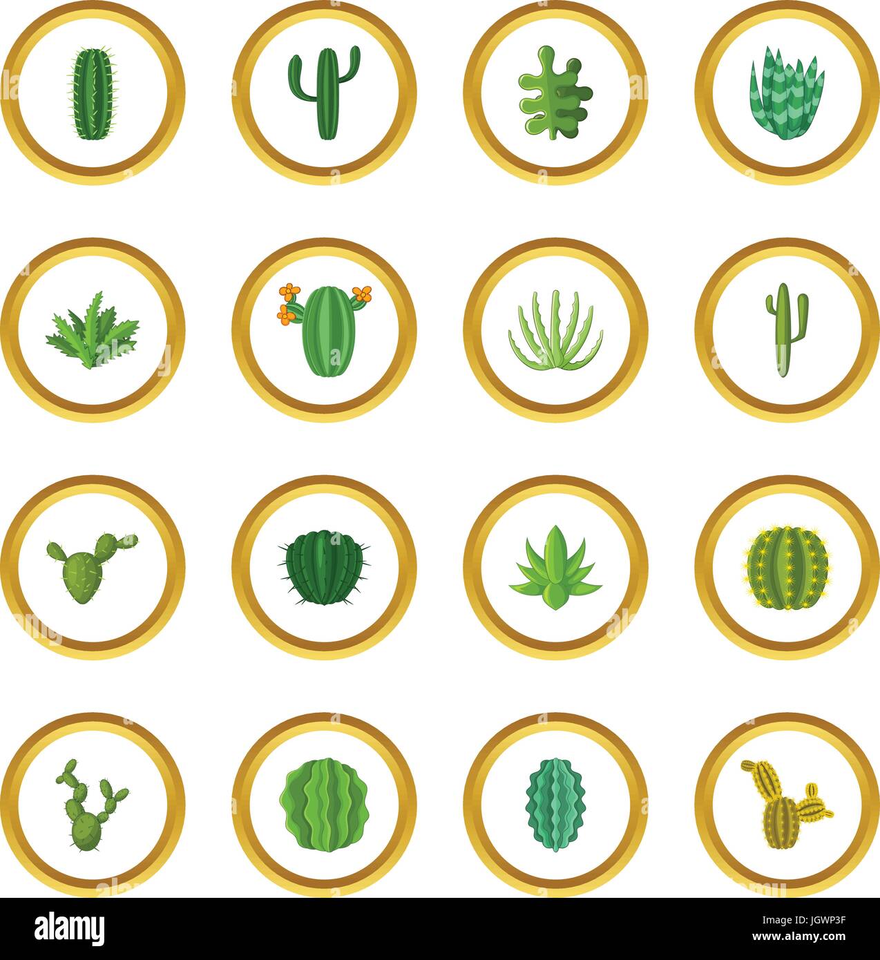 Green cactuses icons circle Stock Vector Image & Art - Alamy