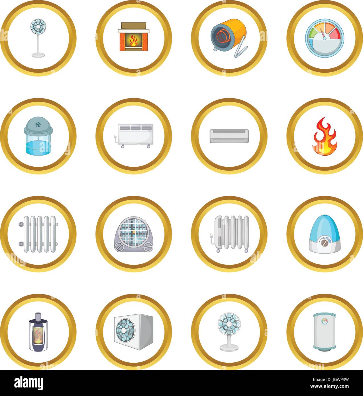 Heating cooling icons circle Stock Vector Image & Art - Alamy