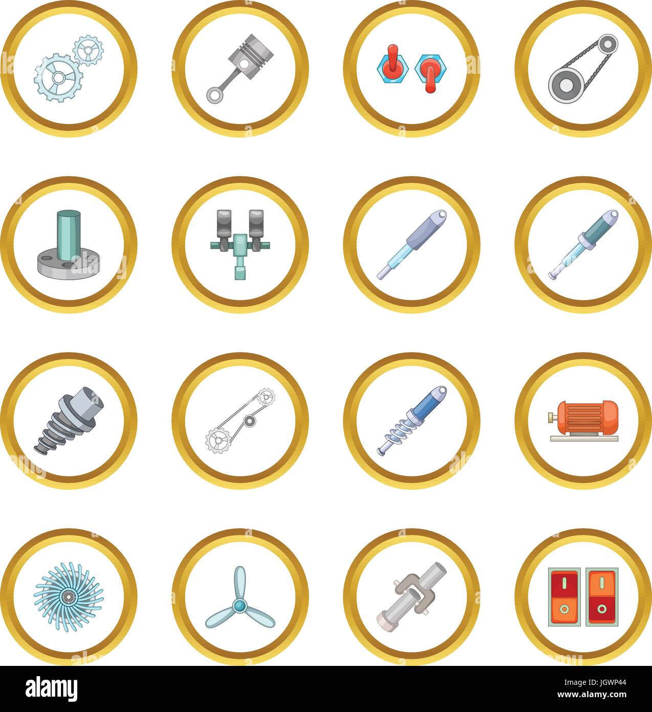 Mechanism parts icons circle Stock Vector Image & Art - Alamy