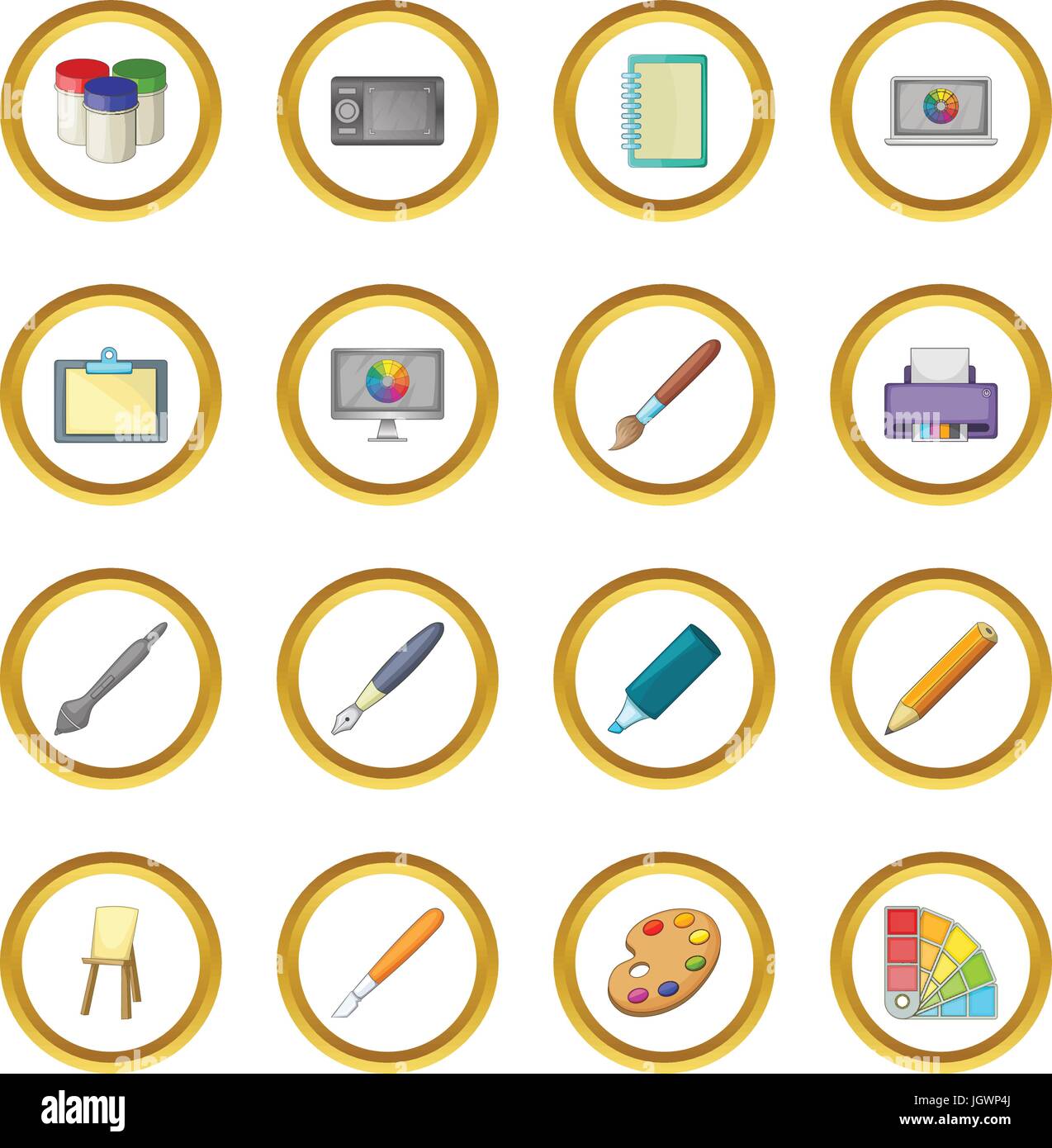 Drawing and painting tool icons circle Stock Vector Image & Art - Alamy