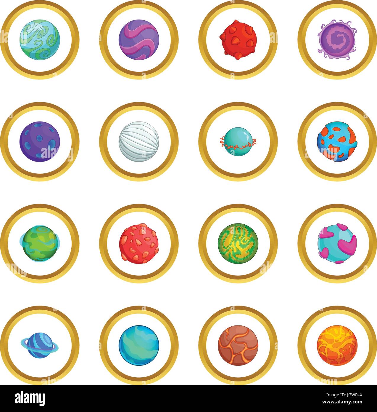 Fantastic planets icons circle Stock Vector Image & Art - Alamy