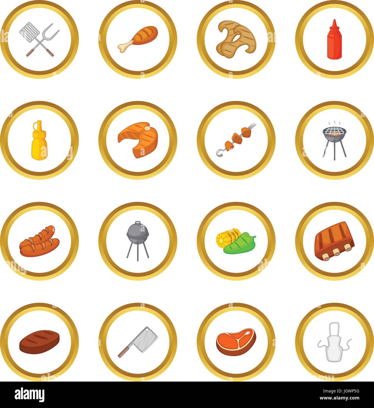 BBQ icons circle Stock Vector Image & Art - Alamy