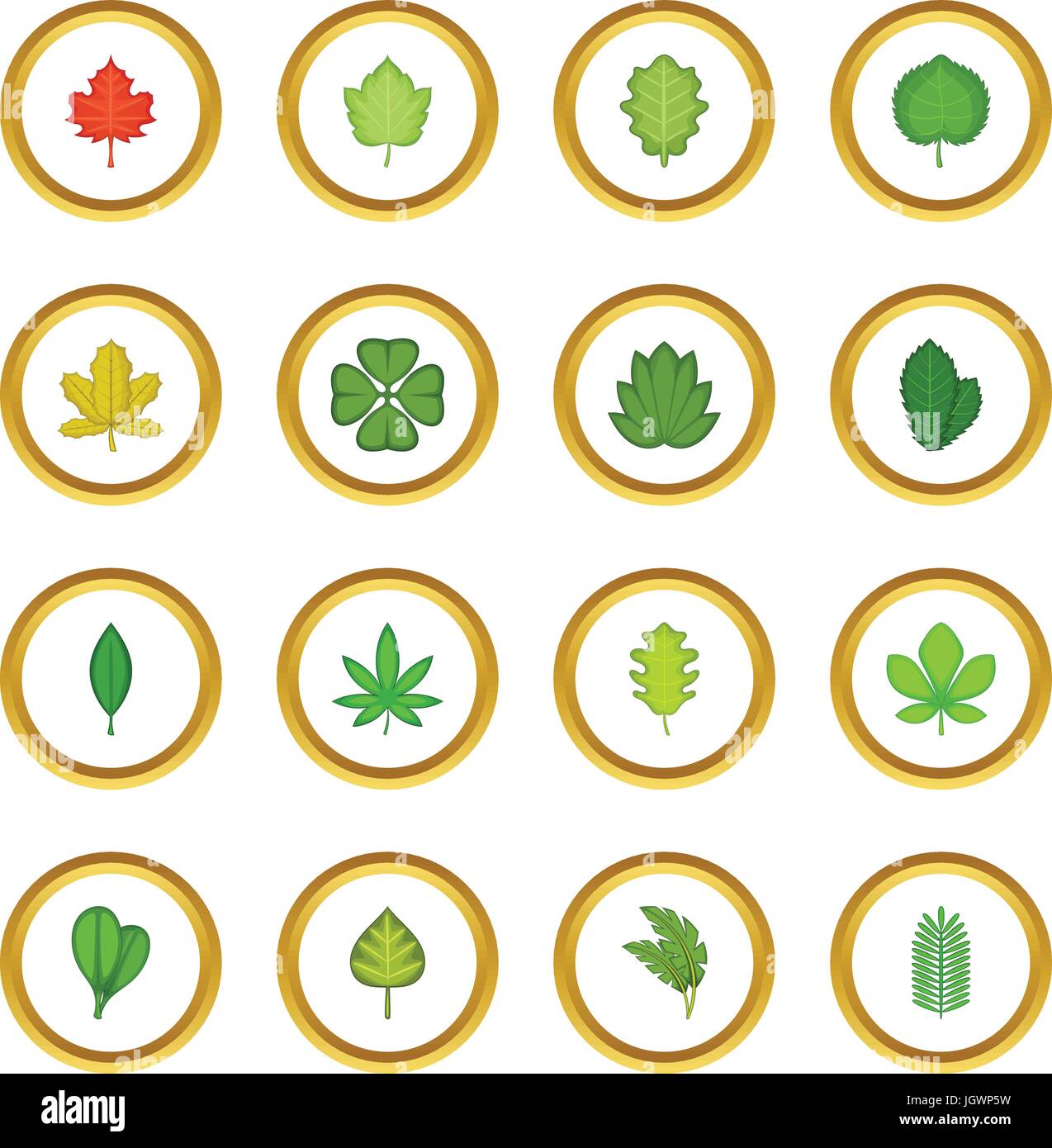 Different leafs icons circle Stock Vector Image & Art - Alamy