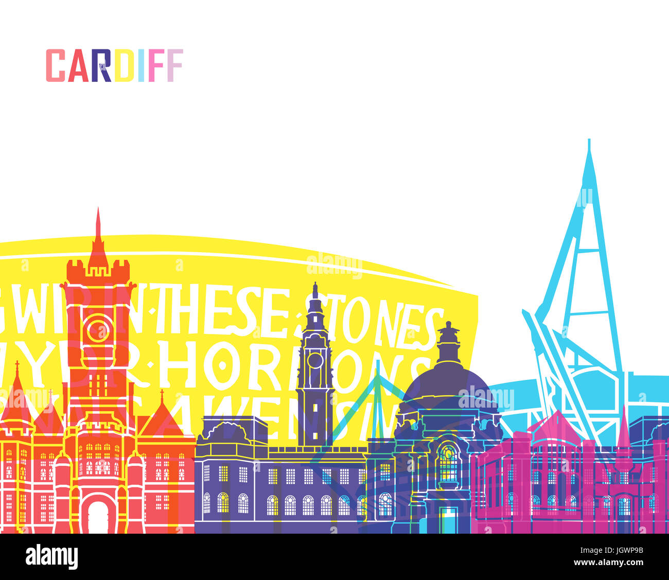 Cardiff skyline pop in editable vector file Stock Photo - Alamy