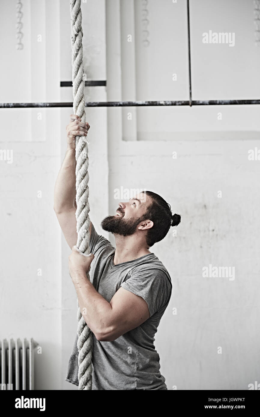 Rope climbing gym hi-res stock photography and images - Alamy
