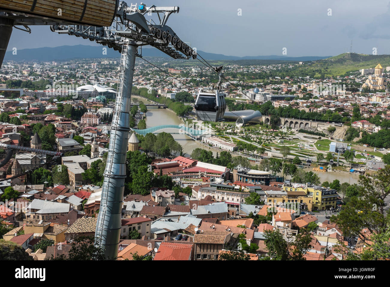 Tbilisi, Georgia, Eastern Europe - Cable Cars aerial tramway operating ...