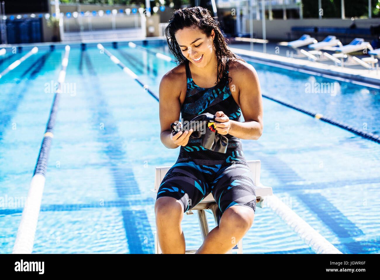 Swimmer Sitting By Pool High Resolution Stock Photography and Images ...