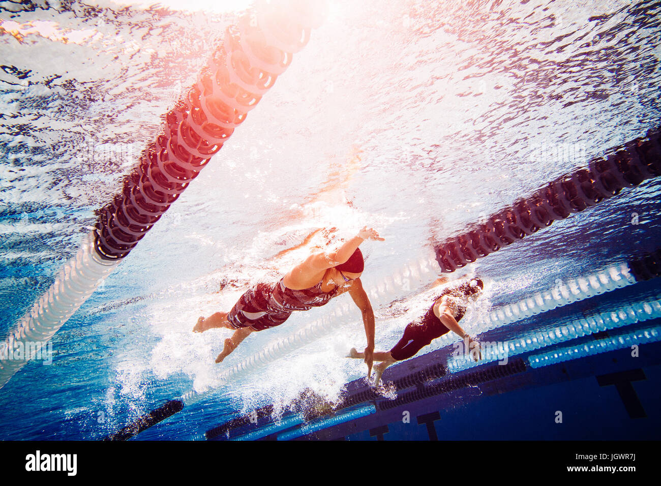 Two female swimmers in pool hi-res stock photography and images - Alamy