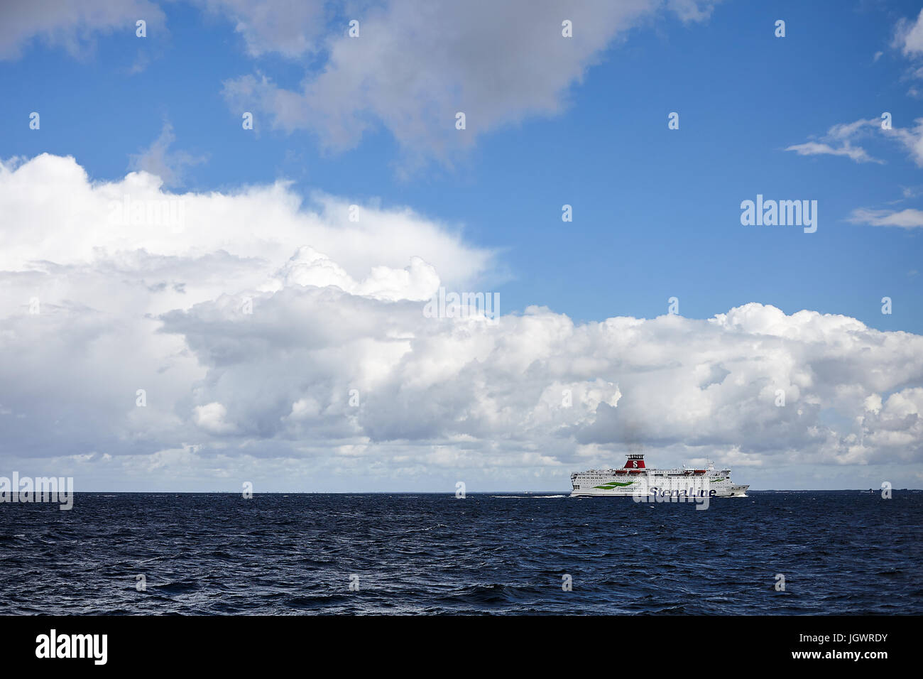 Stena Line vessel seen during rainy weather at the Gdansk Bay, northern ...