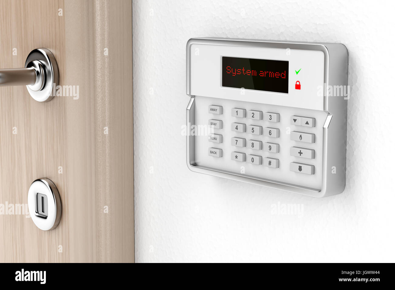 Alarm control panel on the wall Stock Photo - Alamy