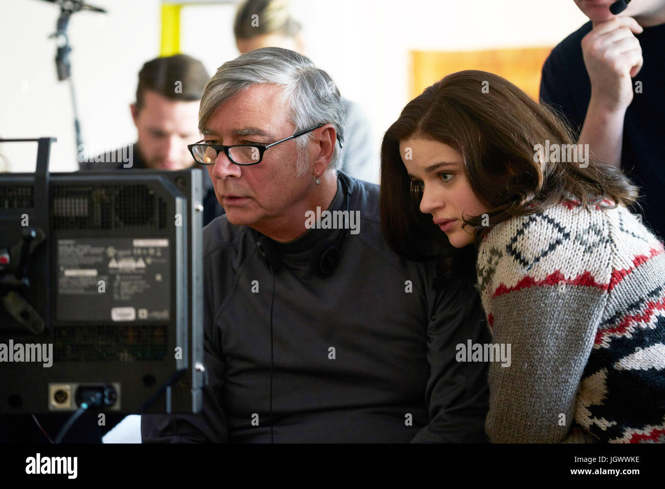 WISH UPON, from left, director John R. Leonetti, Joey King, on-set ...