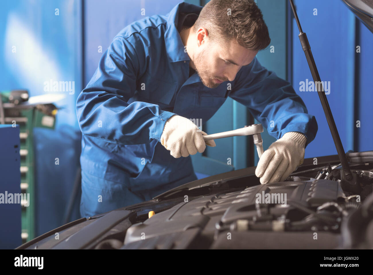 Scrupulous move. Clever skilled capable man being very careful while ...