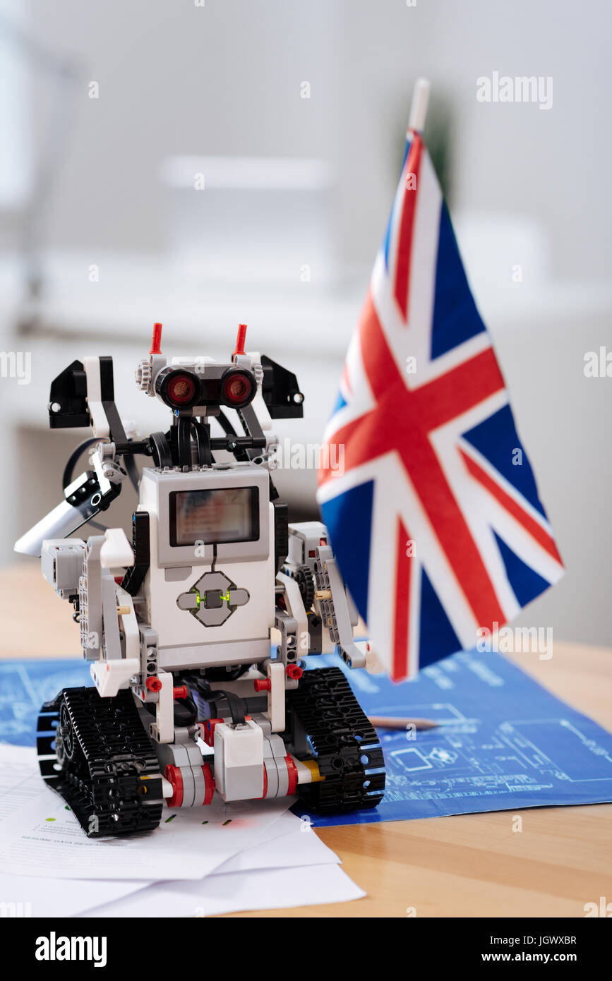 Made in United States. Technological skilled innovative robot standing ...