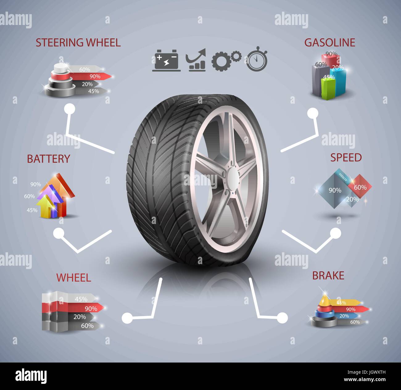 Car wheel, infographic elements, Vector illustration Stock Vector Image ...