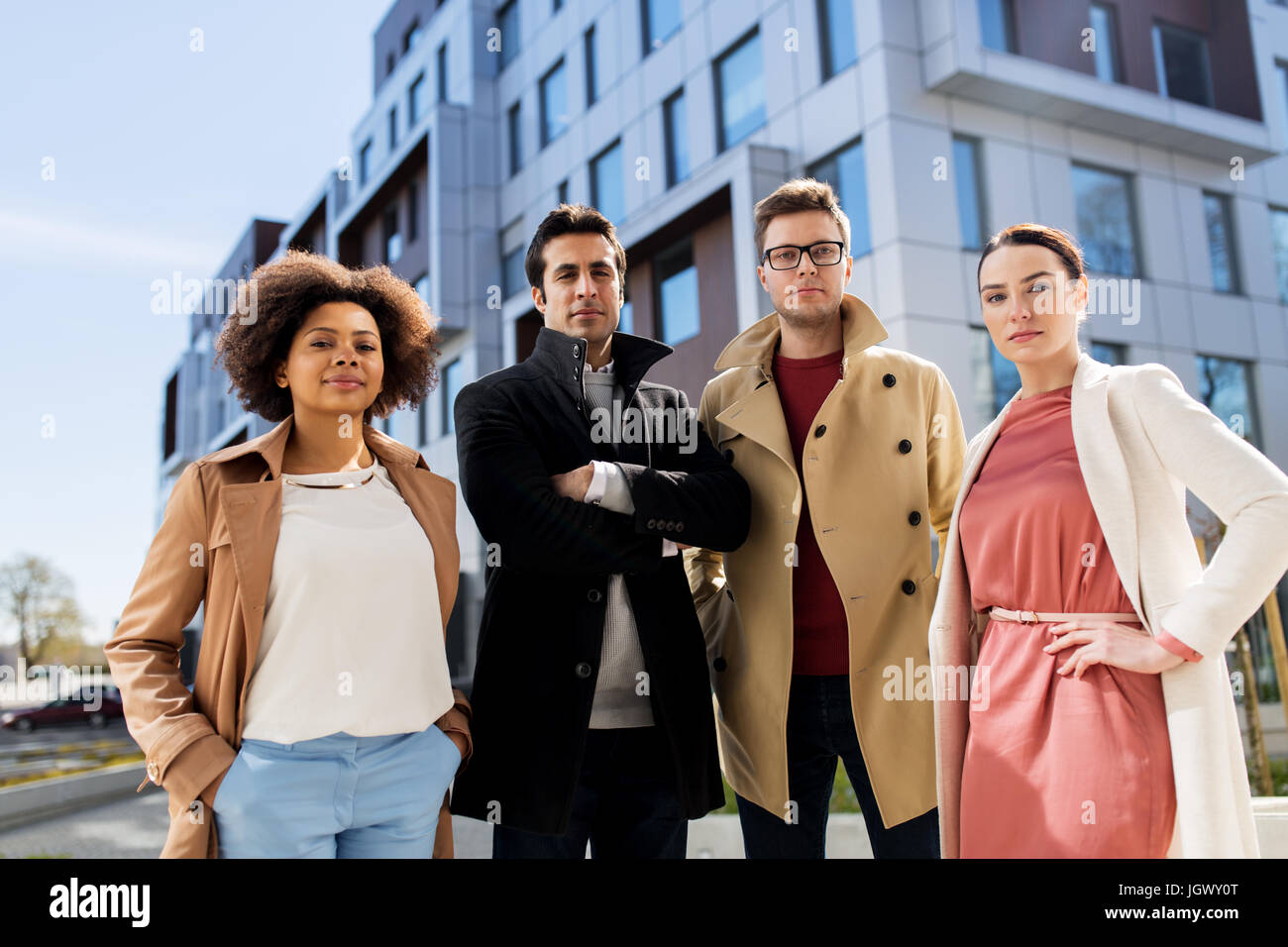 international group of people on city street Stock Photo - Alamy