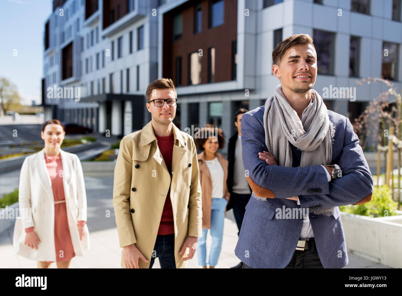 international group of people on city street Stock Photo - Alamy