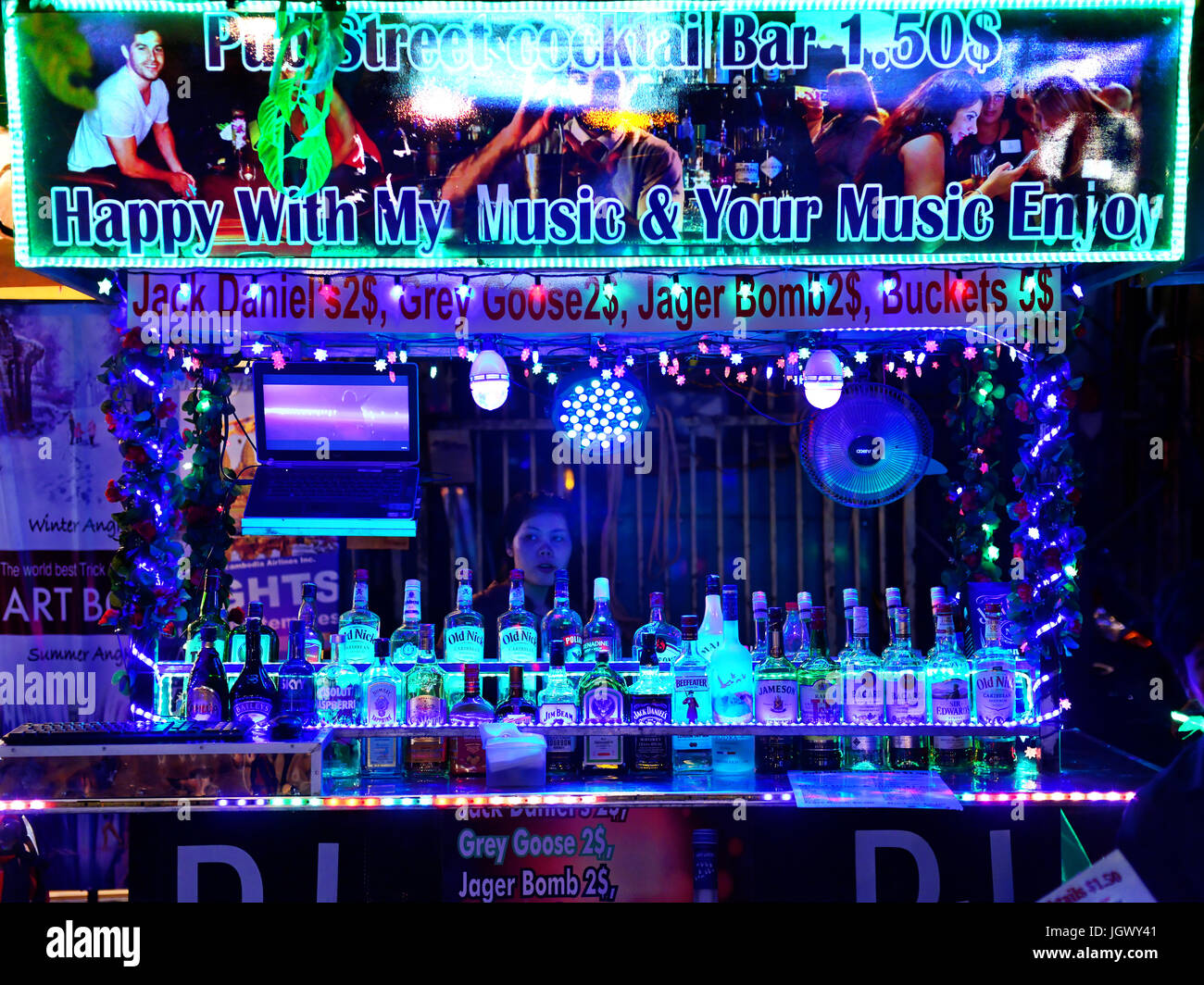 Cambodia Siem Reap cocktail bar Absolut Bombay Old Nick jack Daniels ...