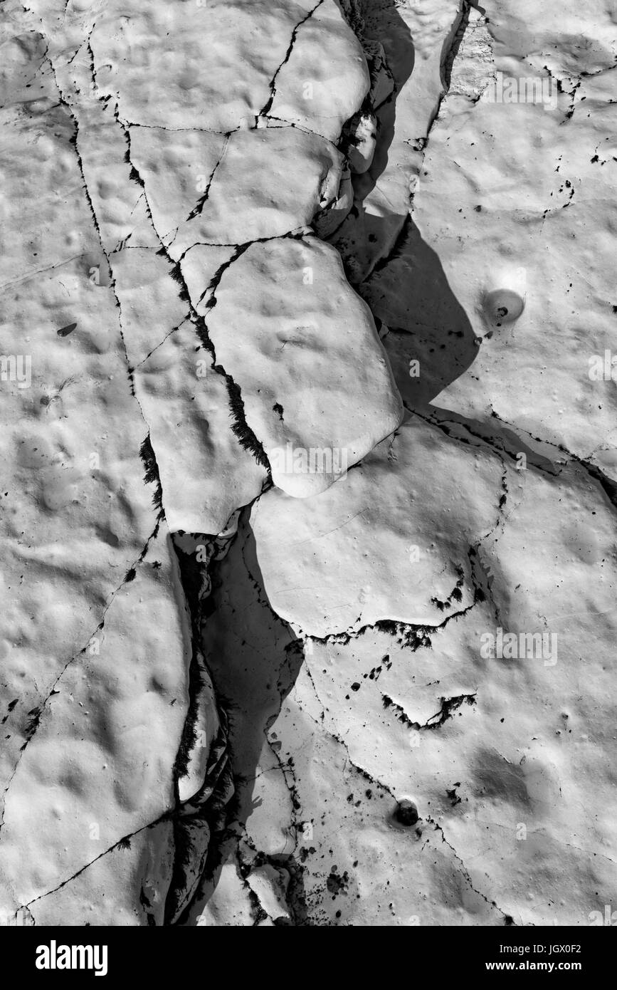 Abstract image of chalk rock on the beach at Selwicks bay, Flamborough ...