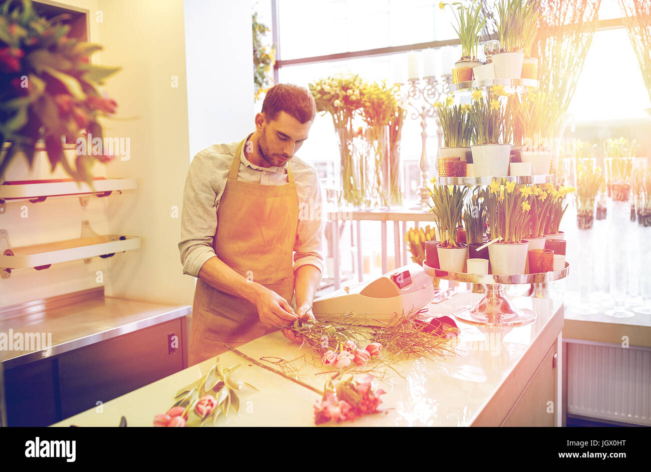 Male florist holding bunch hi-res stock photography and images - Alamy
