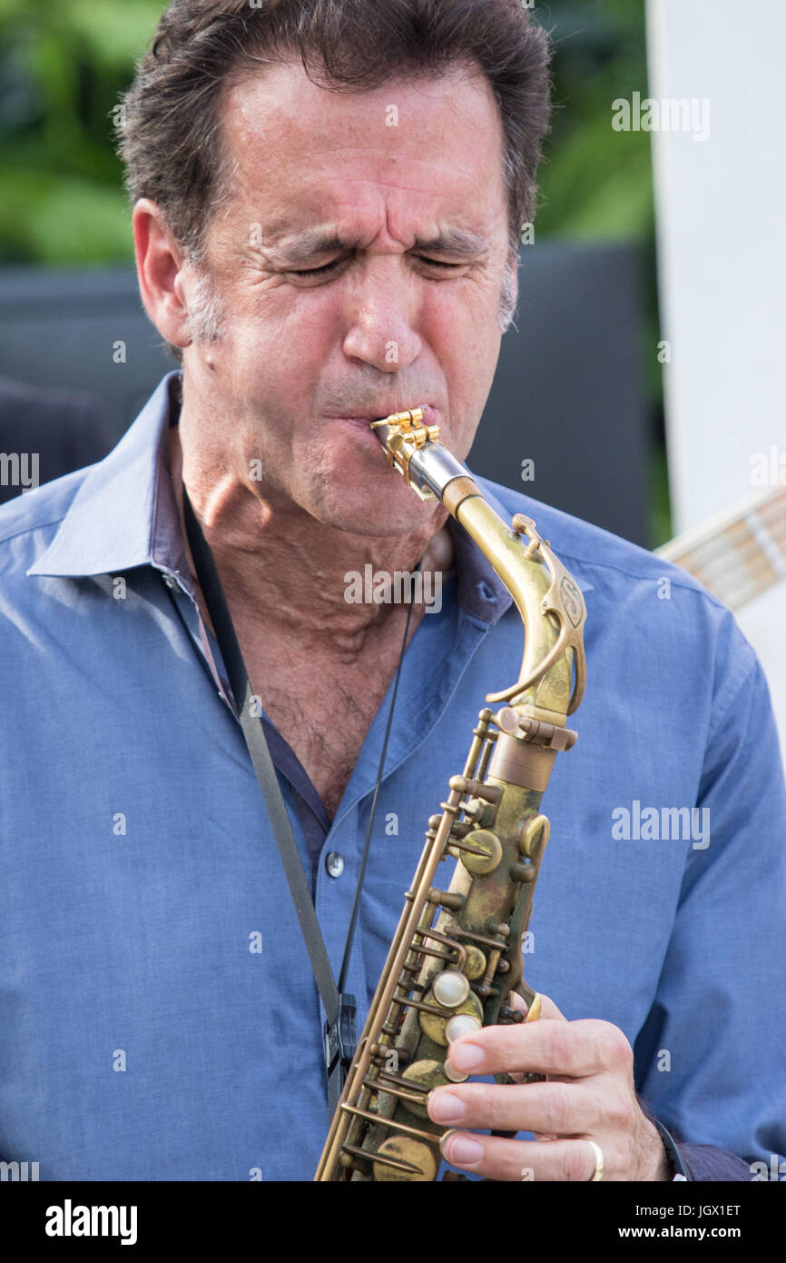 Newport Beach, California, USA. 9th July, 2017. Saxophonist Eric Marienthal performs at the 19th ...