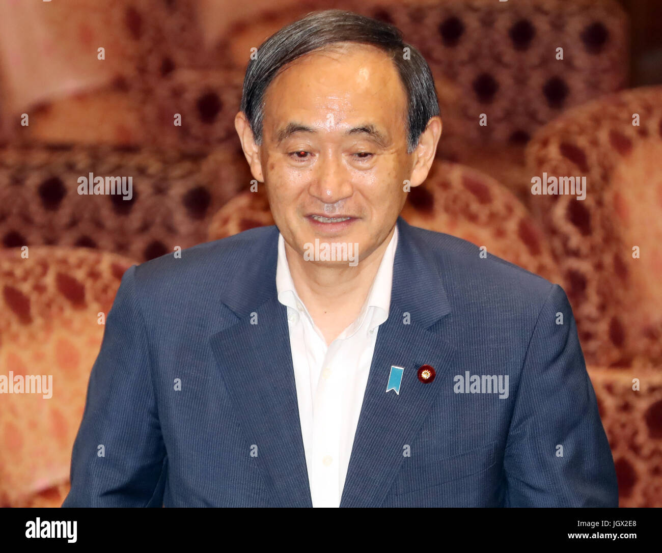 Tokyo, Japan. 10th July, 2017. Chief Cabinet Secretary Yoshihide Suga ...