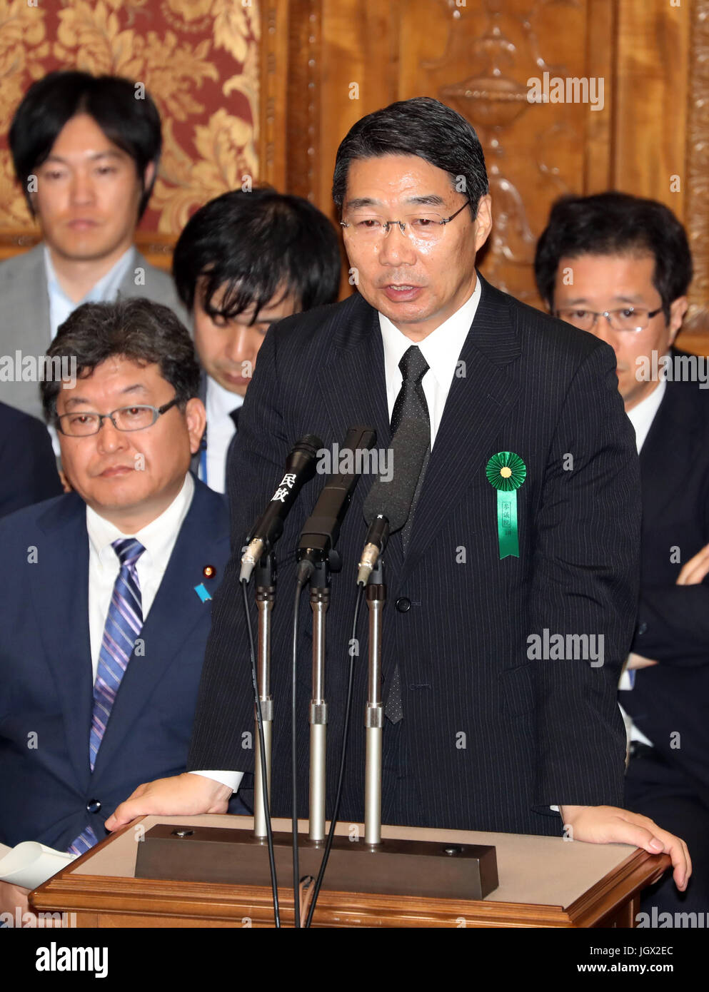 Tokyo, Japan. 10th July, 2017. Former vice Education Minister Kihei ...
