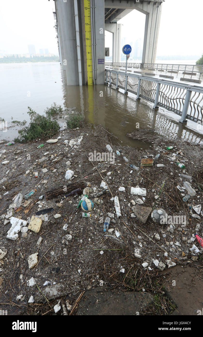 Heavy rain This photo, taken on July 11, 2017, shows refuse floating ...