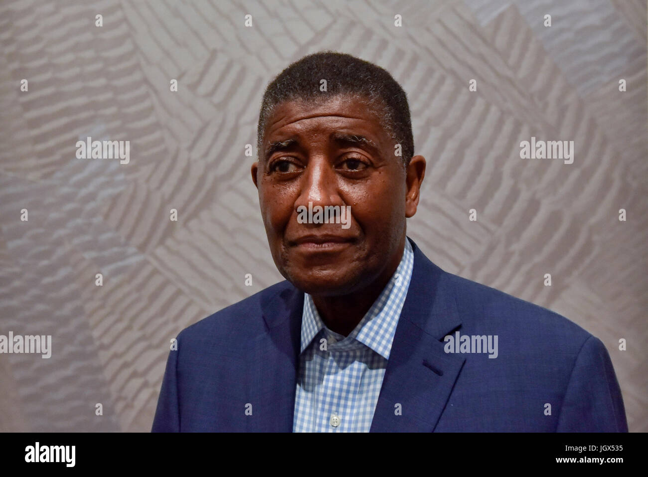 London, UK. 11th July, 2017. Artist William T. Williams stands with his ...