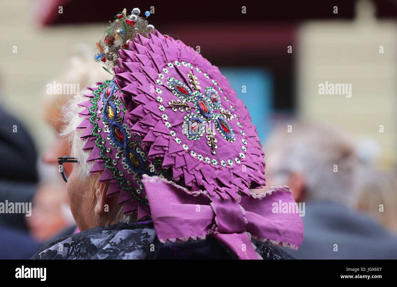 A woman wear a traditional local costume at the Day of the Franconians ...