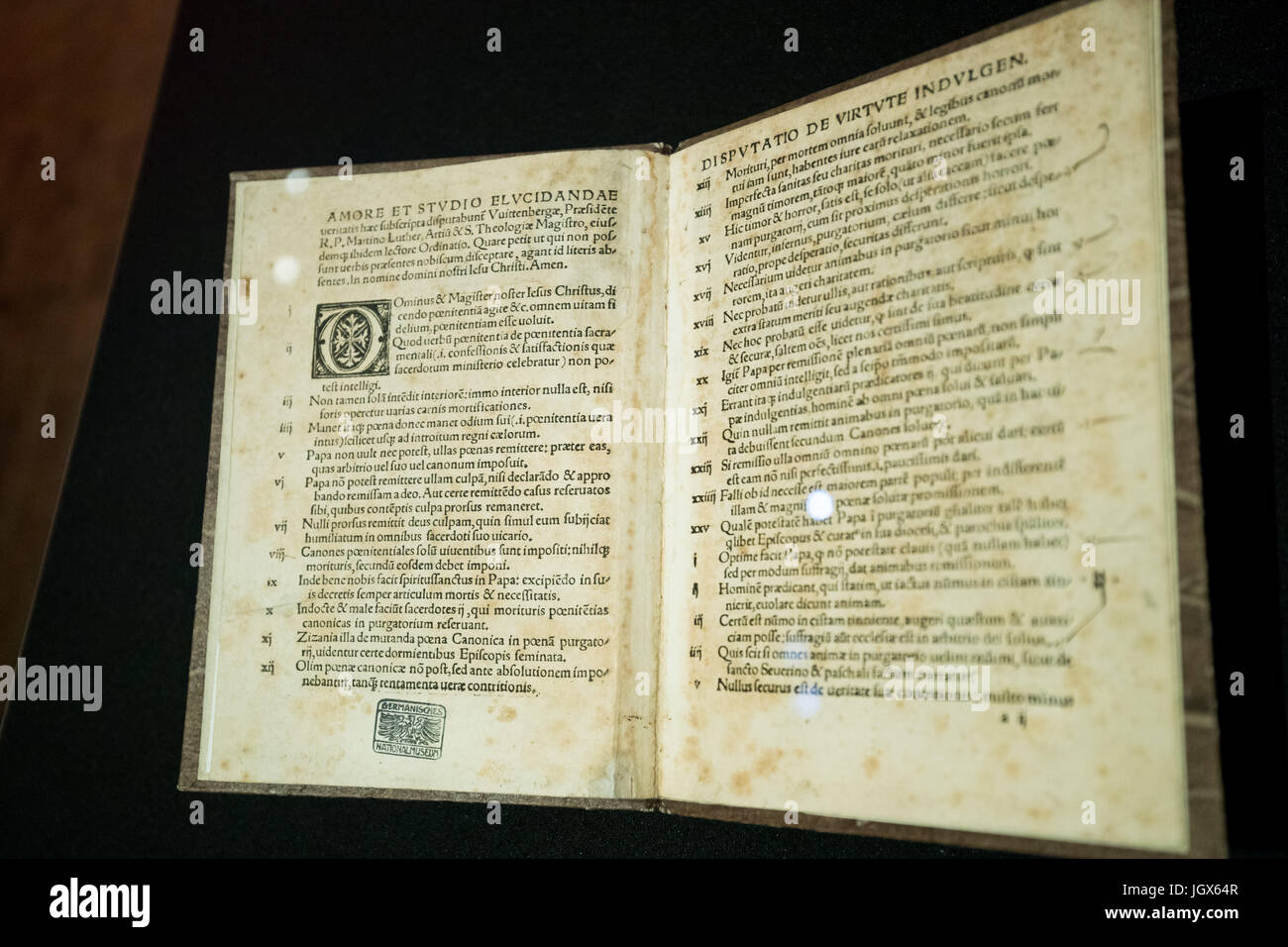 Nuremberg, Germany. 11th July, 2017. A 1517 print of Martin Luther's ...