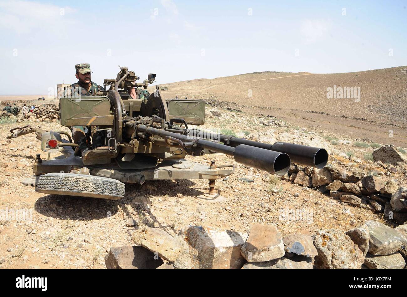 Sweida. 11th July, 2017. Syrian soldiers are seen during a military ...