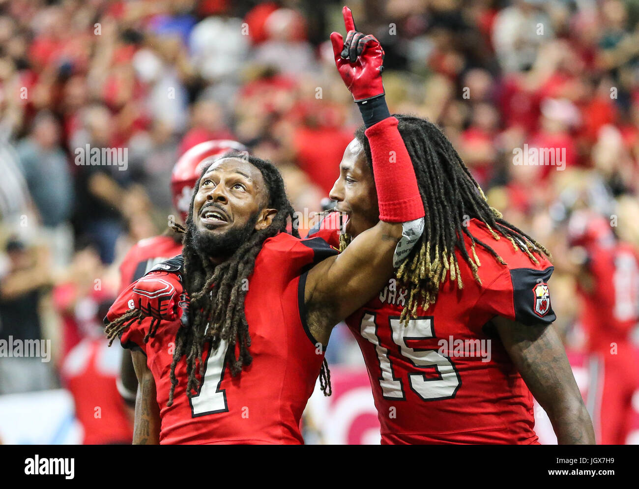 Jacksonville, FL, USA. 10th July, 2017. : Sharks' defensive back Erick ...