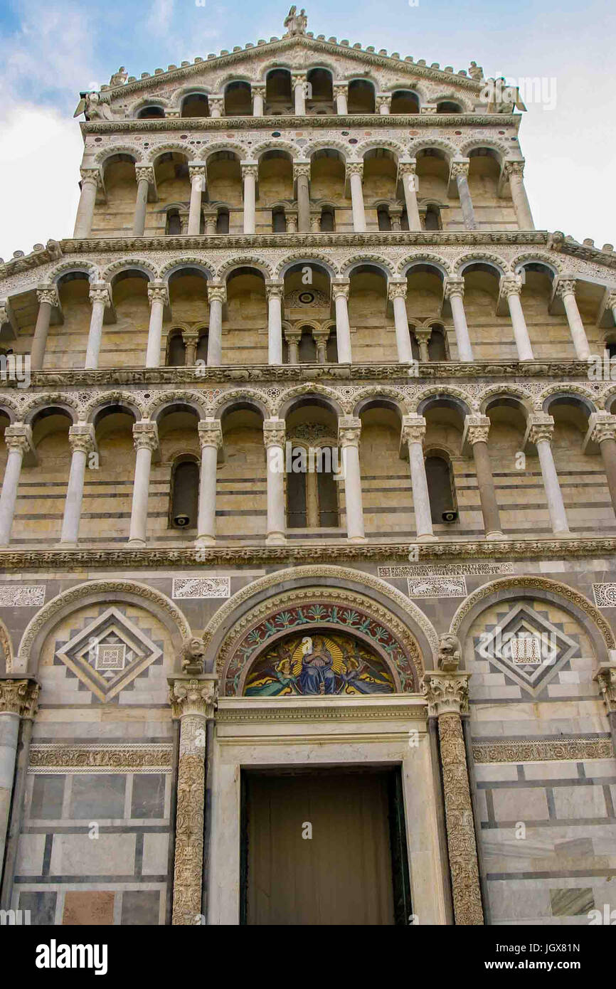 October 15, 2004 - Pisa, Italy - Upper faÃ§ade of the medieval Roman ...