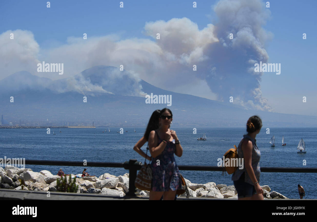 Naples wide Fire in the Vesuvius National Park Stock Photo - Alamy
