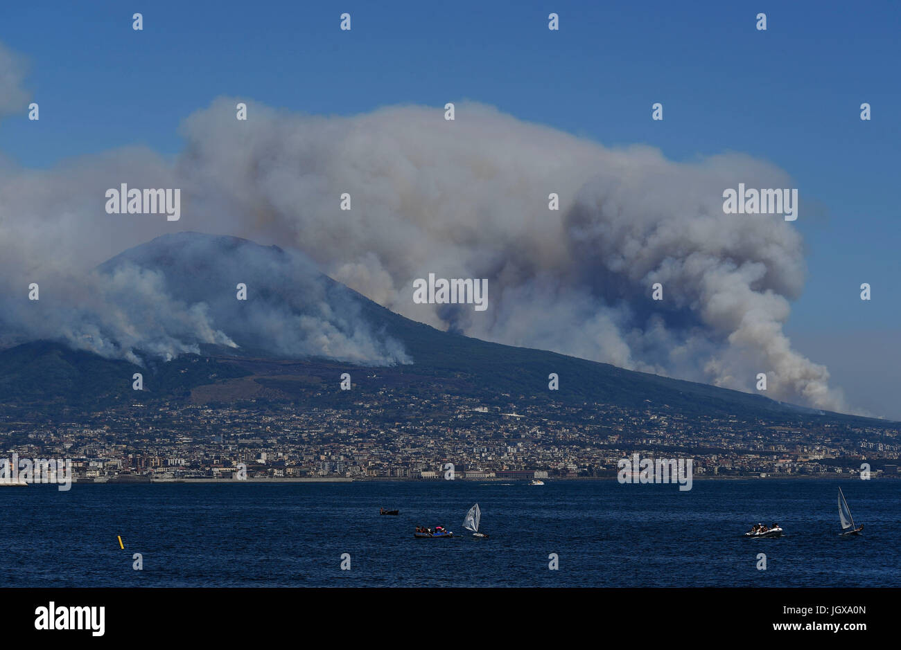 Naples wide Fire in the Vesuvius National Park Stock Photo - Alamy