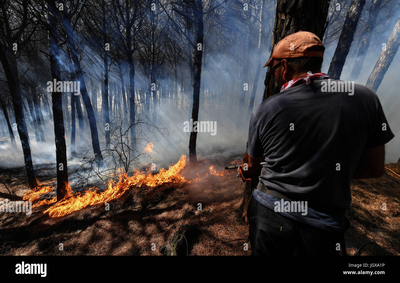 Naples wide Fire in the Vesuvius National Park Stock Photo - Alamy