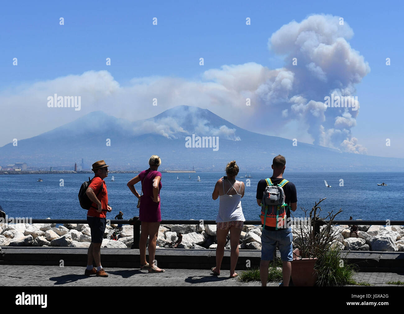 Naples wide Fire in the Vesuvius National Park Stock Photo - Alamy