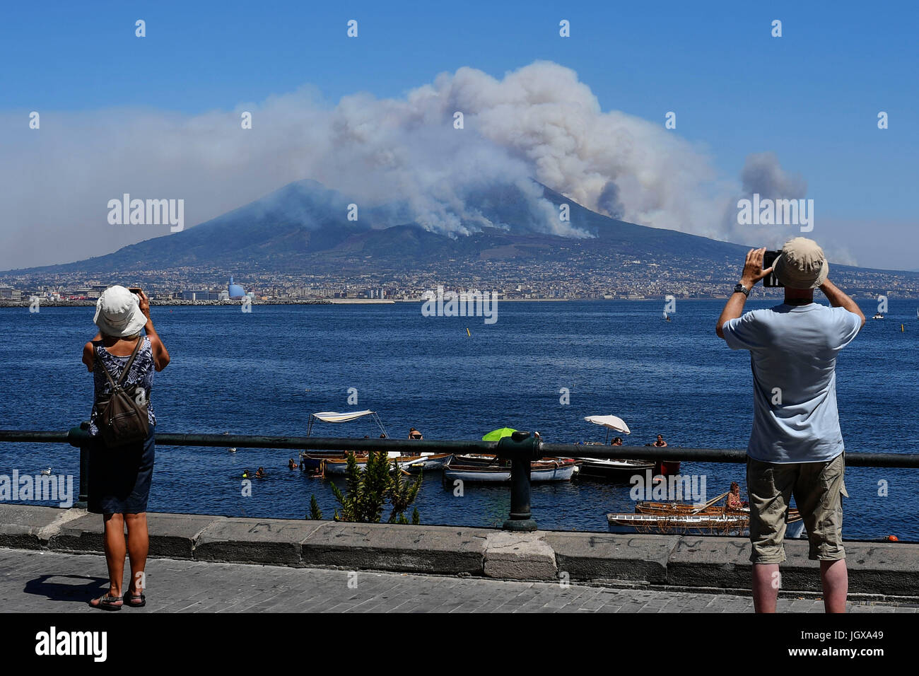 Naples wide Fire in the Vesuvius National Park Stock Photo - Alamy